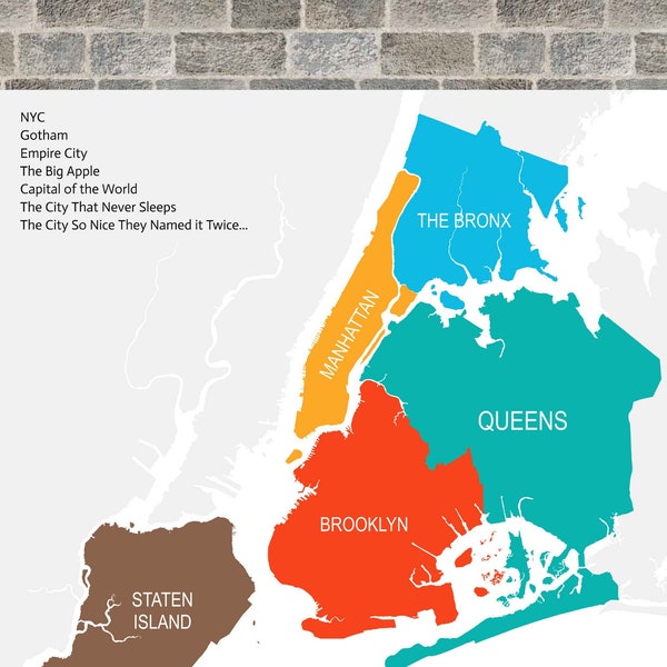 Nyc Boroughs Map - Etsy
