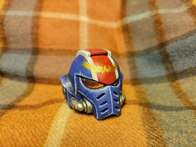 Painted Space Marine Helmet Model, Plaster- Made to Order, Any Chapter ...