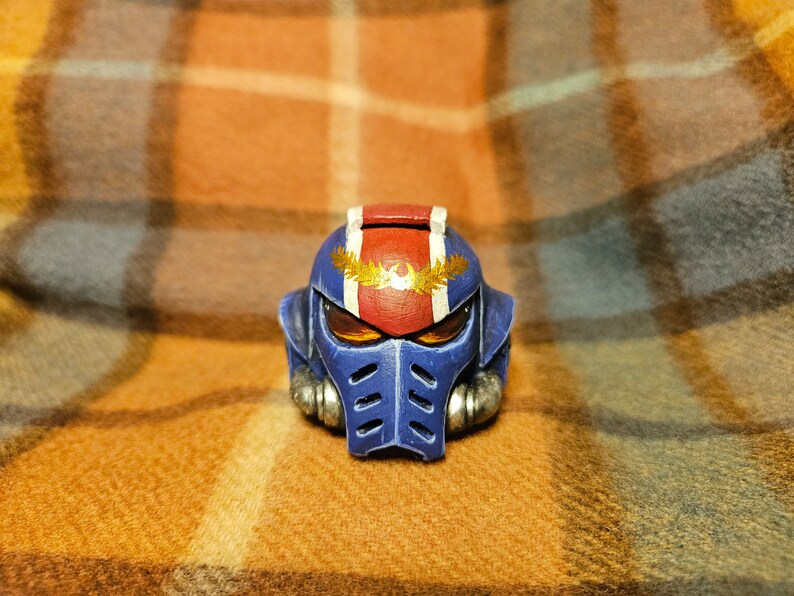 Painted Space Marine Helmet Model, Plaster- Made to Order, Any Chapter ...