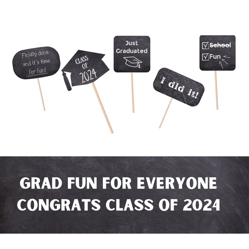 Graduation Photo Booth Props Class of 2024 Grad Party Decor for End of ...