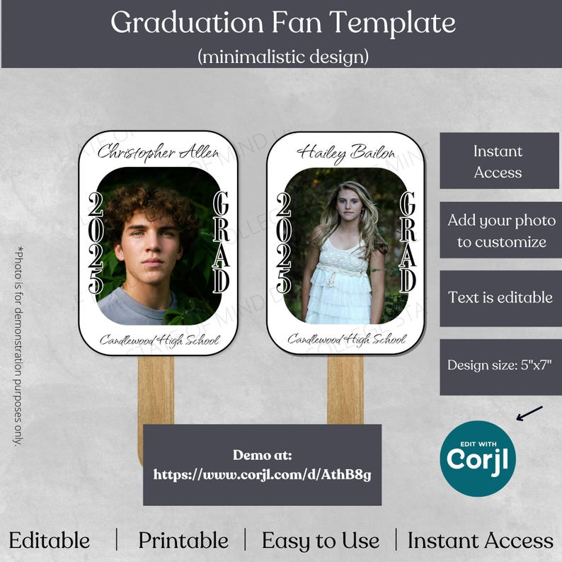 Personalized Graduation Fan Template, Minimalistic, Editable ...
