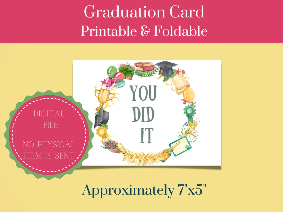 Watercolor Graduation Card, Graduation Gift, Class of 2022, Printable ...