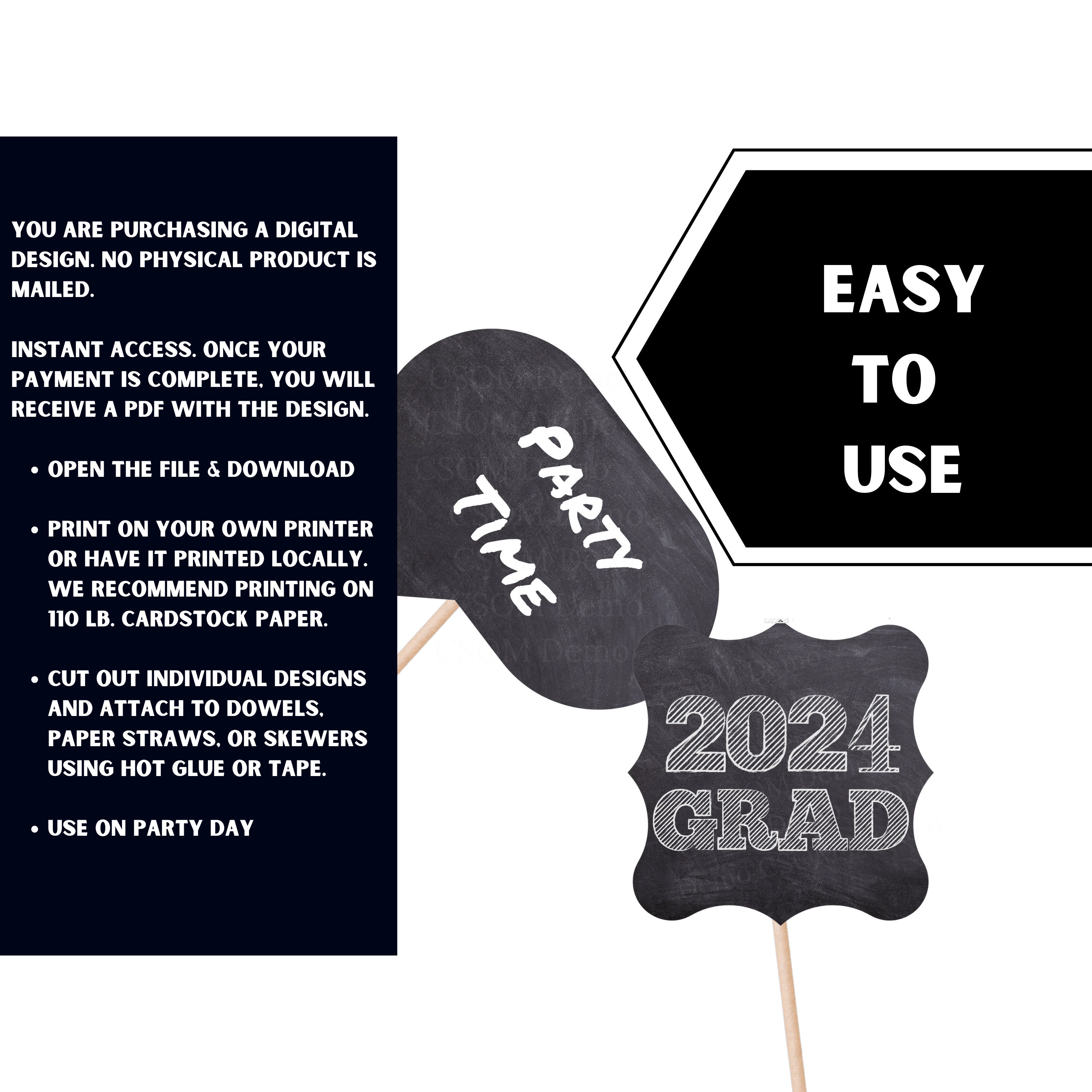 Graduation Photo Booth Props Class of 2024 Grad Party Decor for End of ...