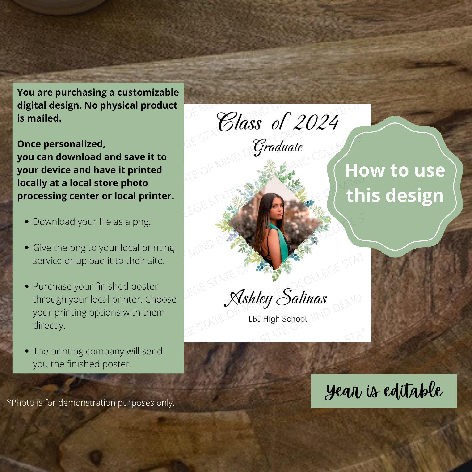 Editable Graduation Photo Poster Printable Template Party Background ...