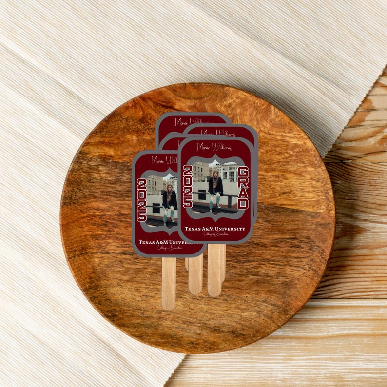 Digital Graduation Fan Template | Edit Photo, School Colors, Name | DIY ...