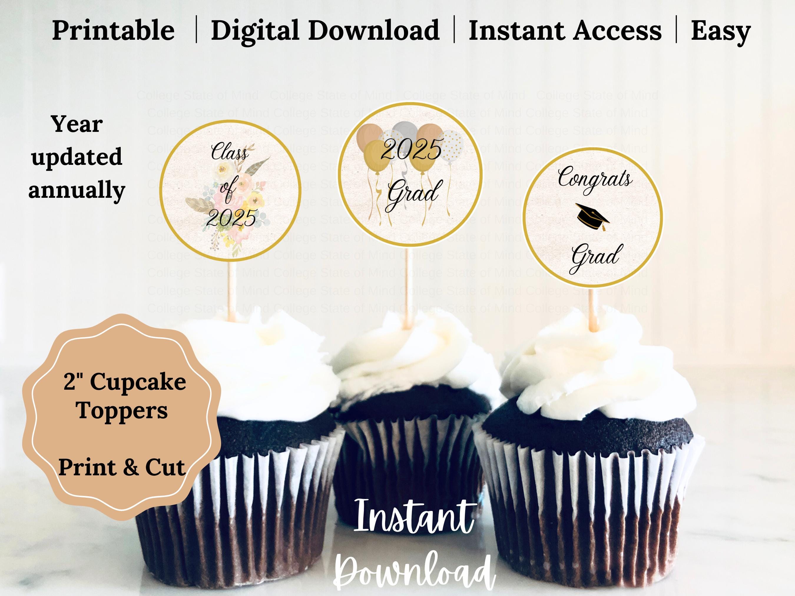 Printable Boho Graduation Cupcake Toppers for Party Decor - Instant ...