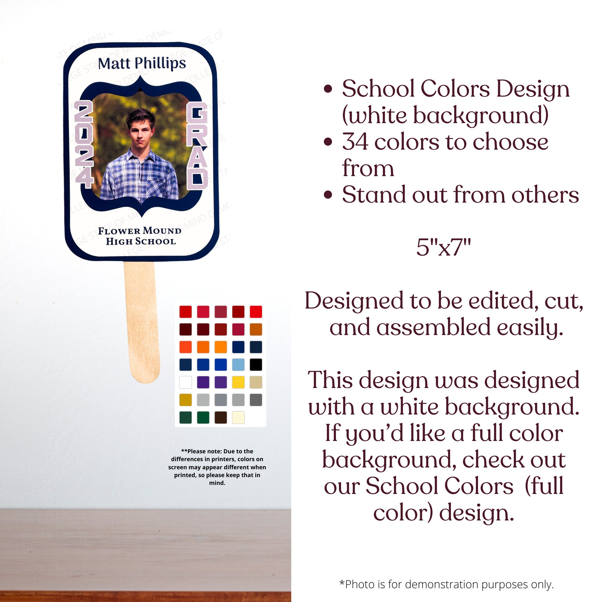 Personalized Photo Graduation Fan Editable Digital Template Custom ...