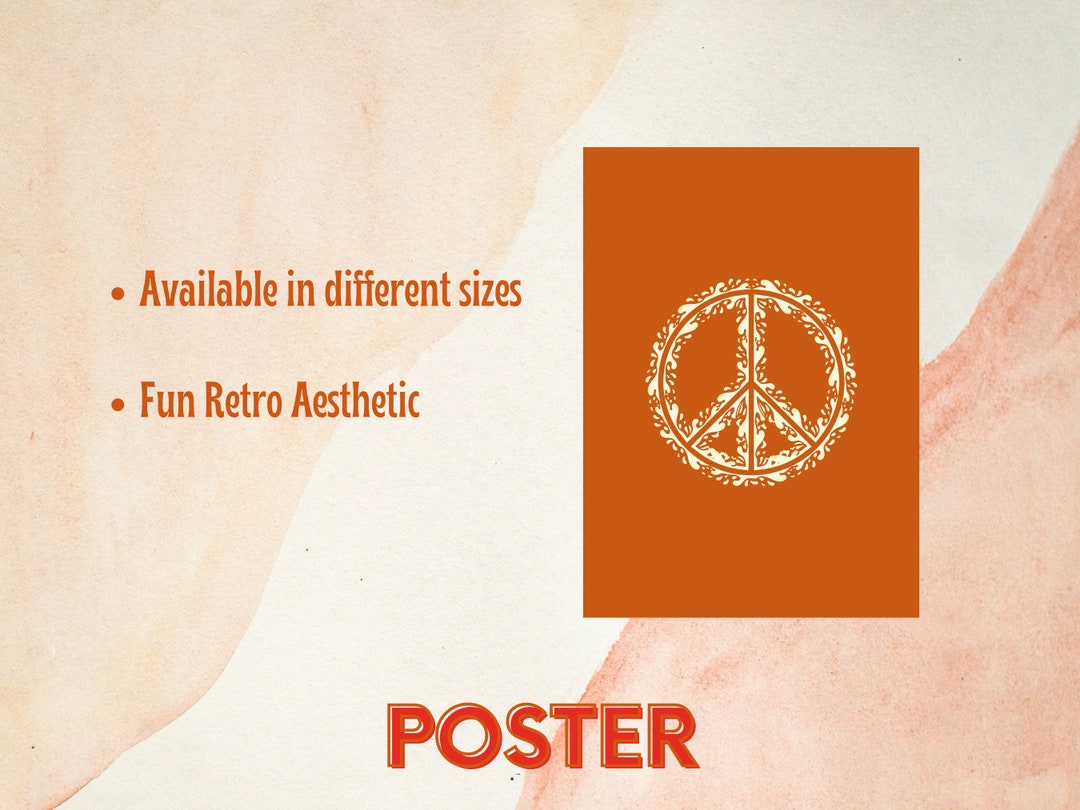 Retro Peace Sign Poster, Dorm Room Decor, Retro Aesthetic, Printed Art ...