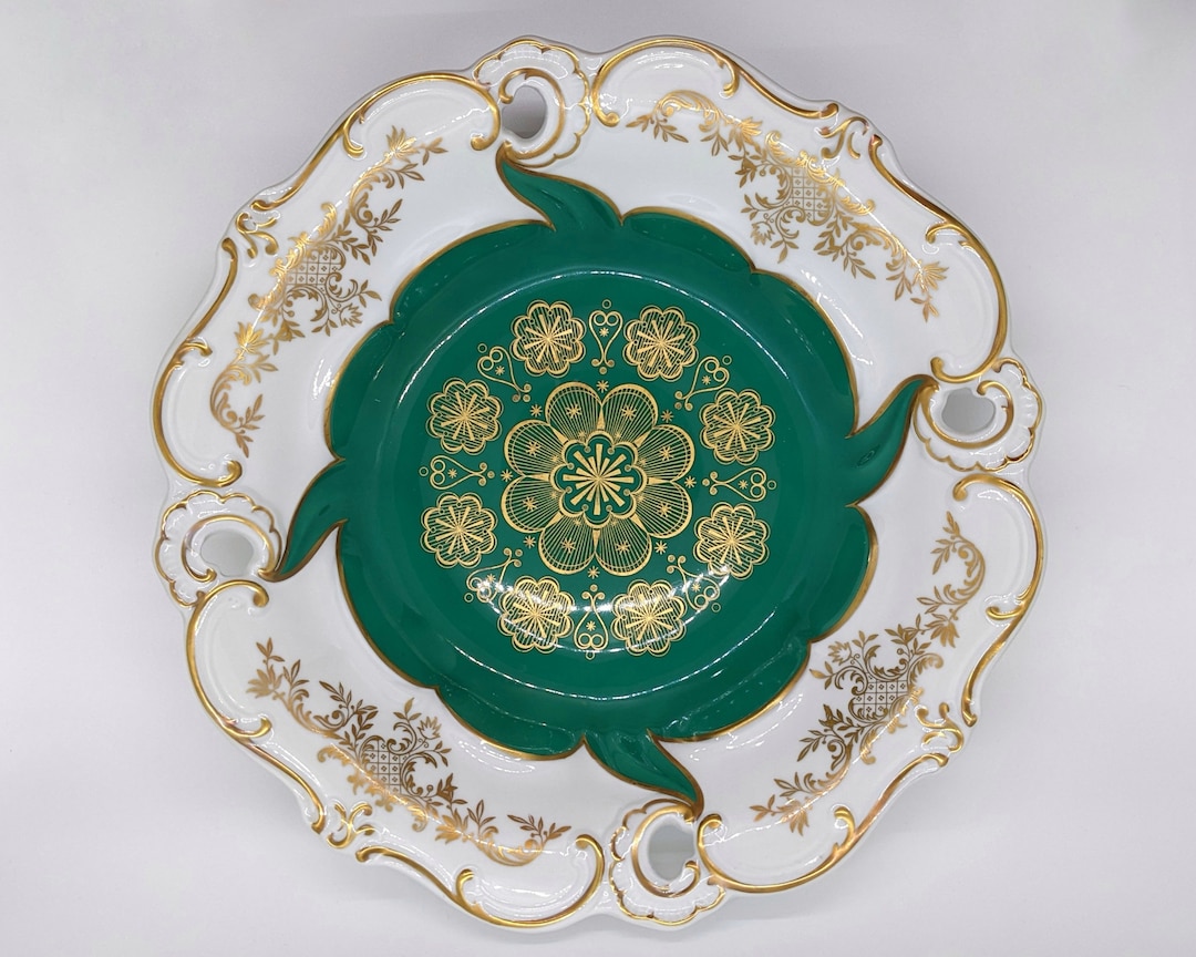 Weimar Porcelain Cobalt Bowl, Vintage Green Made in Germany, Weimar ...