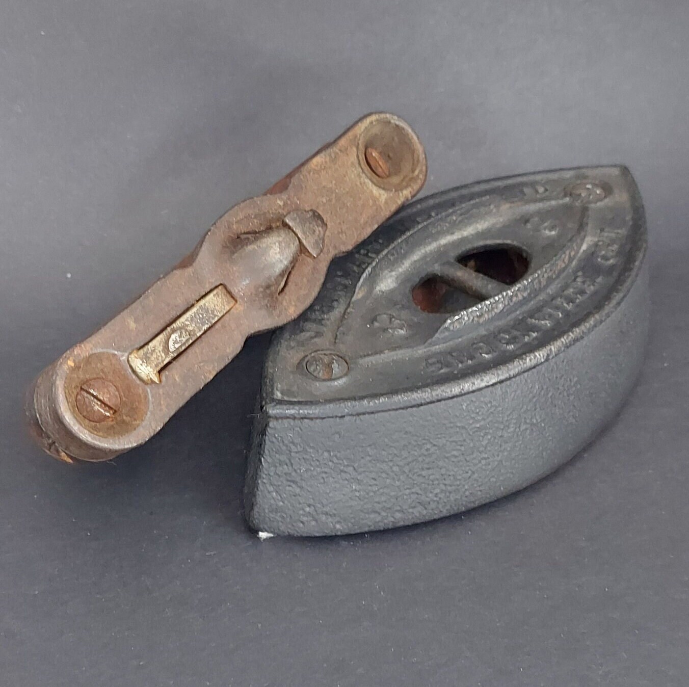 Antique Sad Iron With Detachable Wooden Handle Jas.smart - Etsy