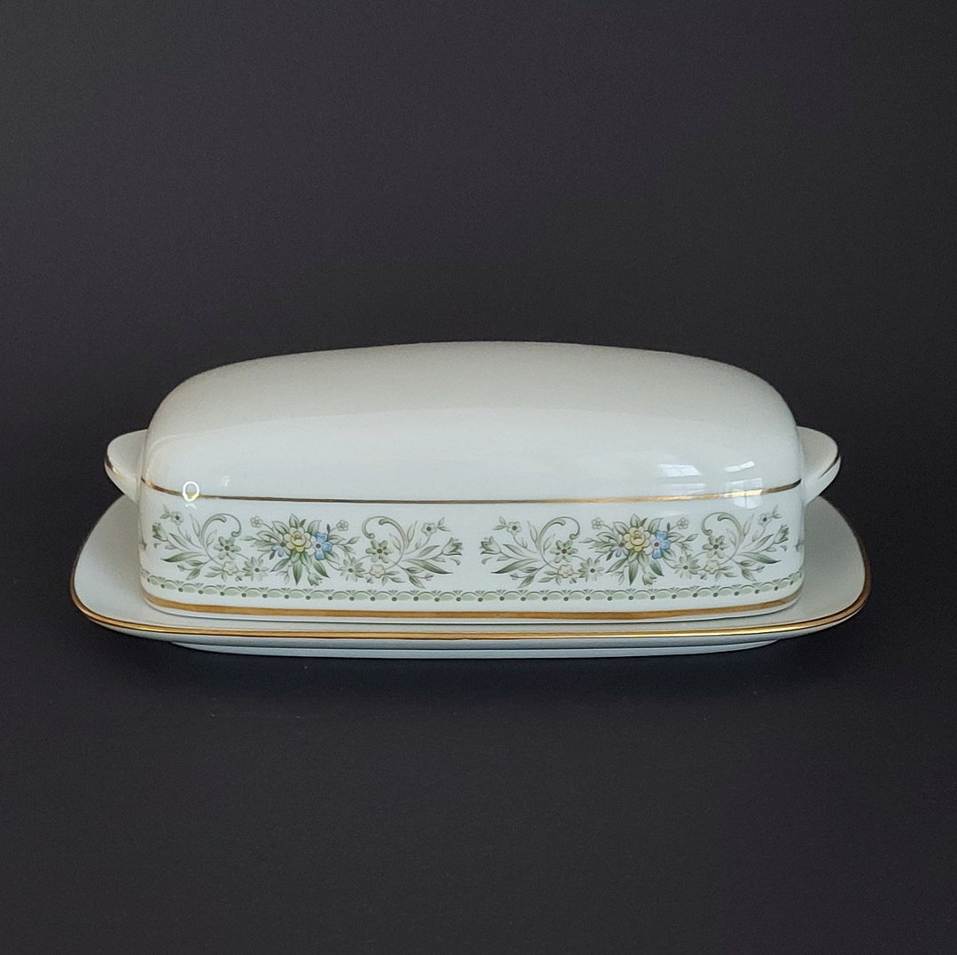 Vintage Noritake Contemporary GREEN HILL Covered 1/4 Lb Butter Dish W ...