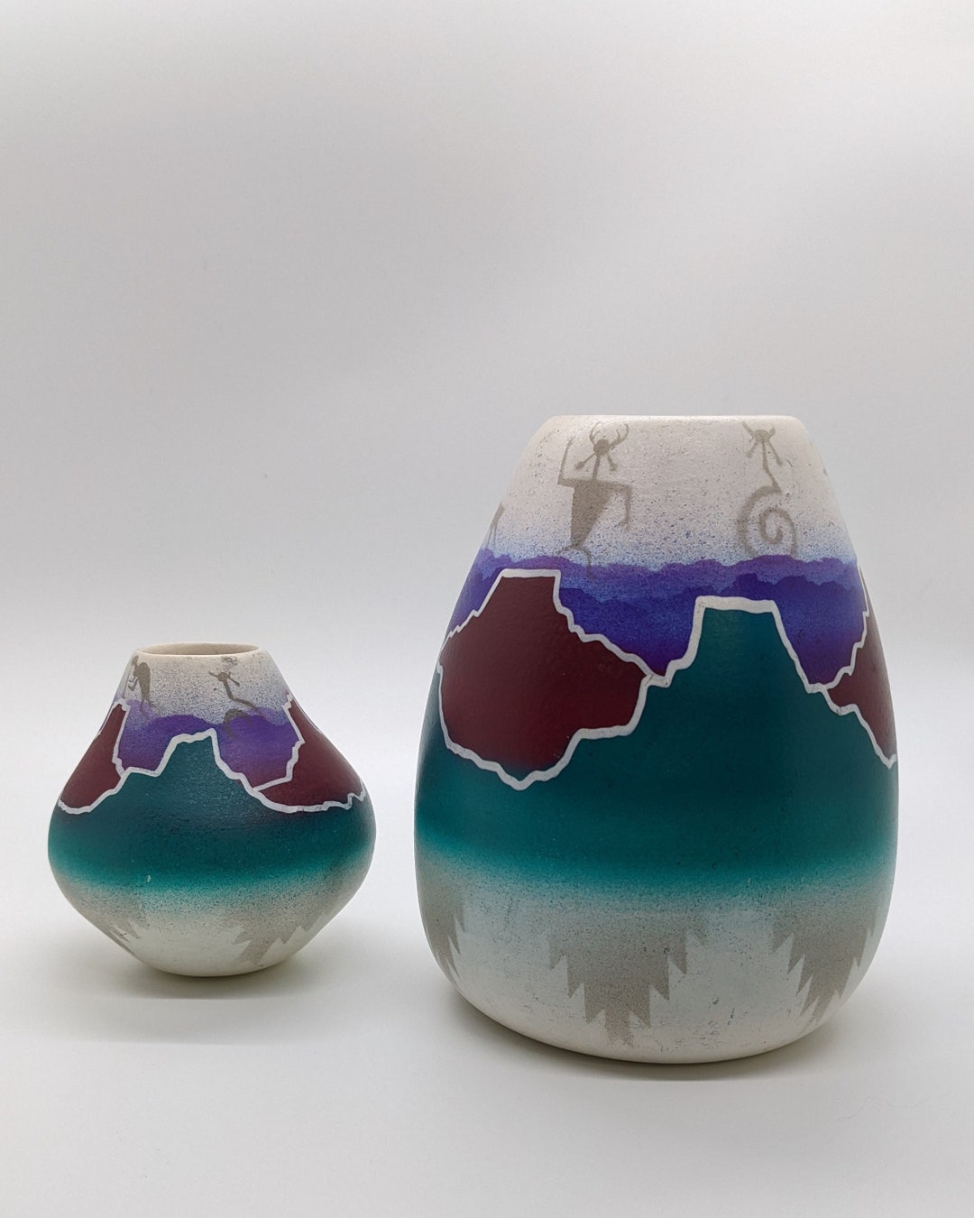 Hozoni Pottery, Hand Painted by Native American, Signed by Artist,set ...