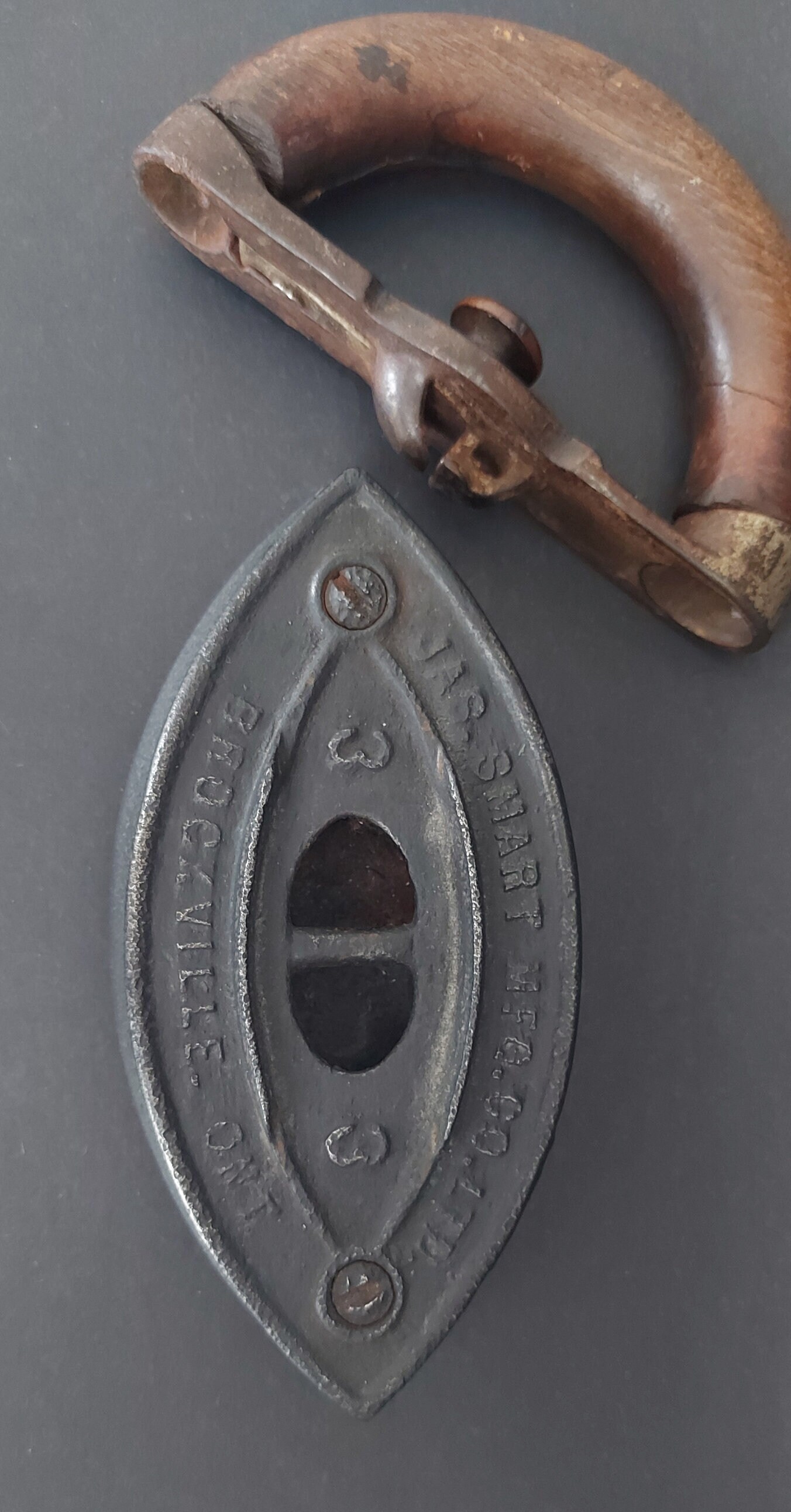 Antique Sad Iron With Detachable Wooden Handle Jas.smart - Etsy