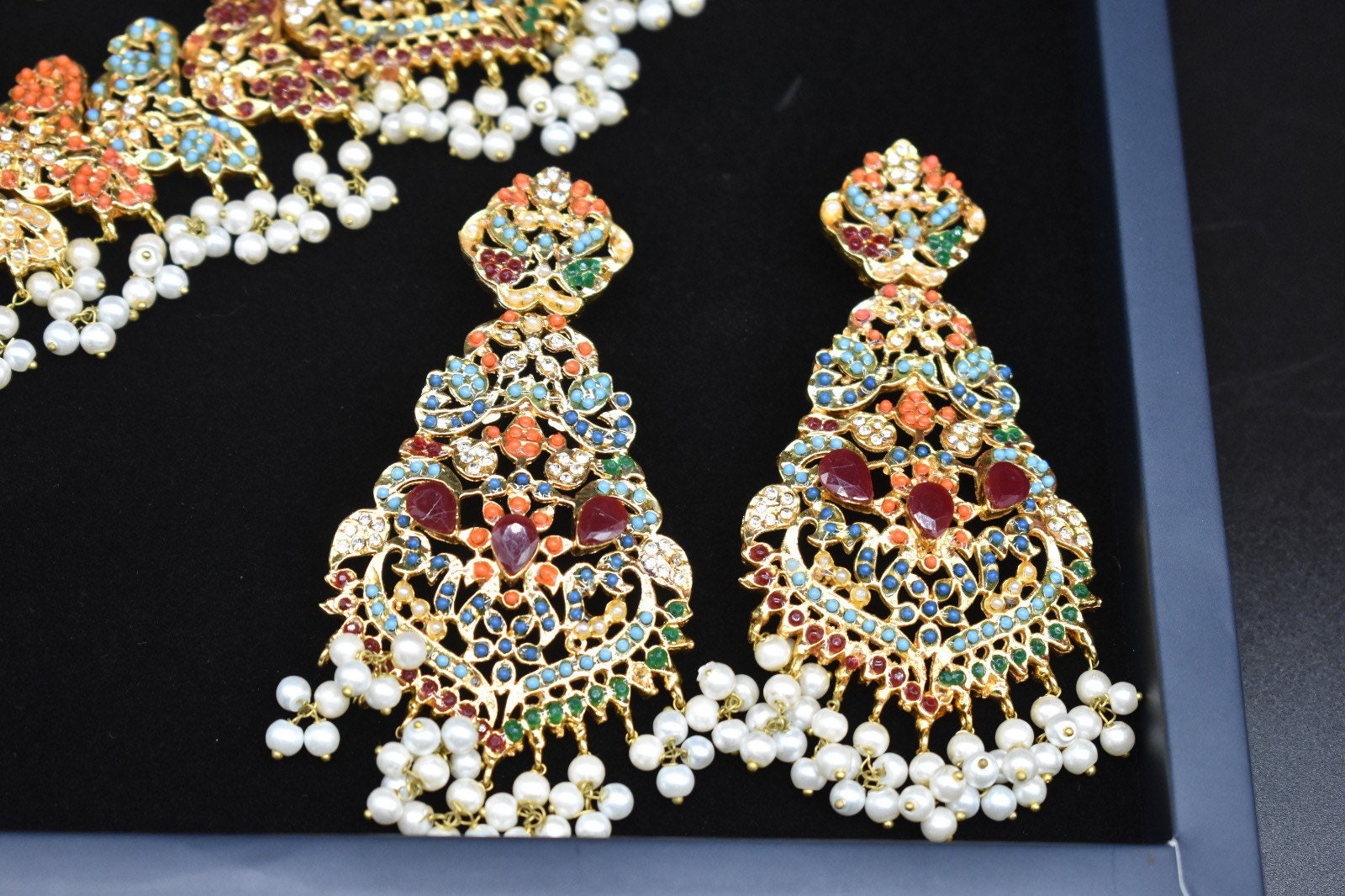 Nauratan Choker Necklace Bridal Jewelry Set - Etsy