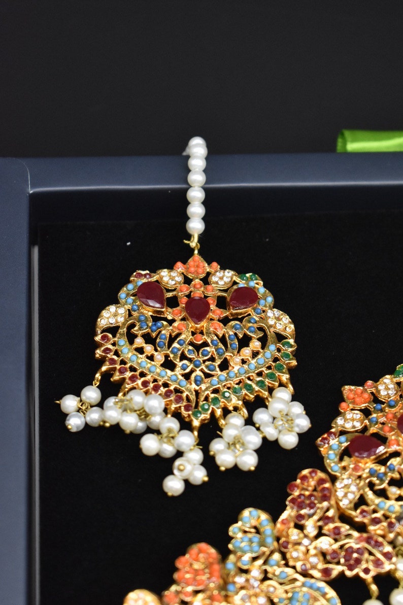 Nauratan Choker Necklace Bridal Jewelry Set - Etsy
