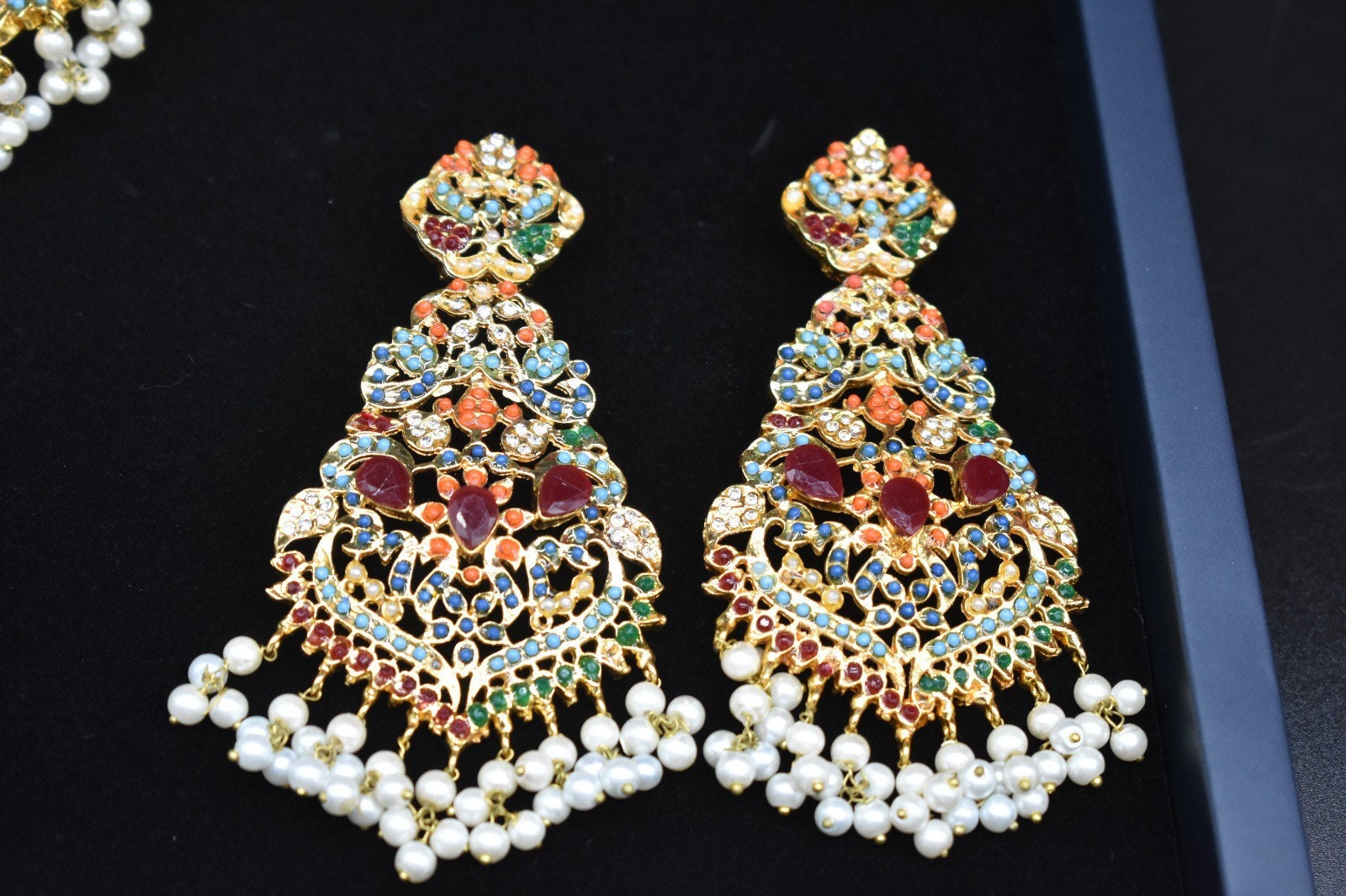 Nauratan Choker Necklace Bridal Jewelry Set - Etsy
