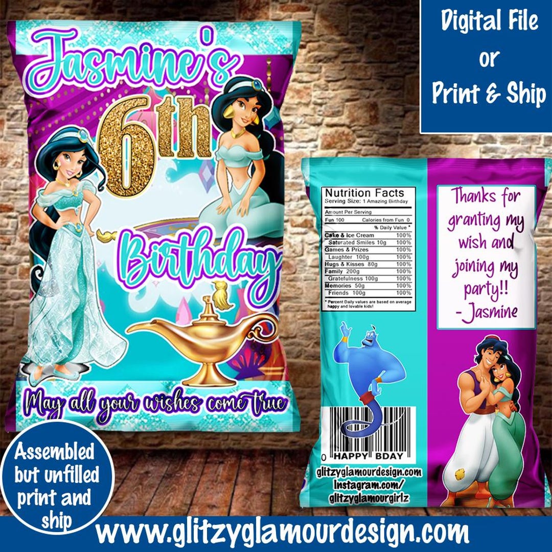 Princess Chip Bag, Princess Doll Party Favor, Genie Party, Princess ...