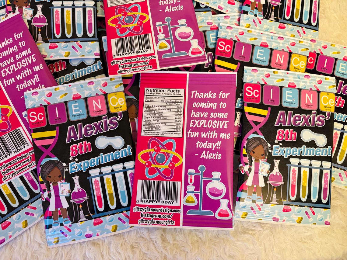 Science Girl Party Favor, Science Birthday Party, Science Party Decor ...