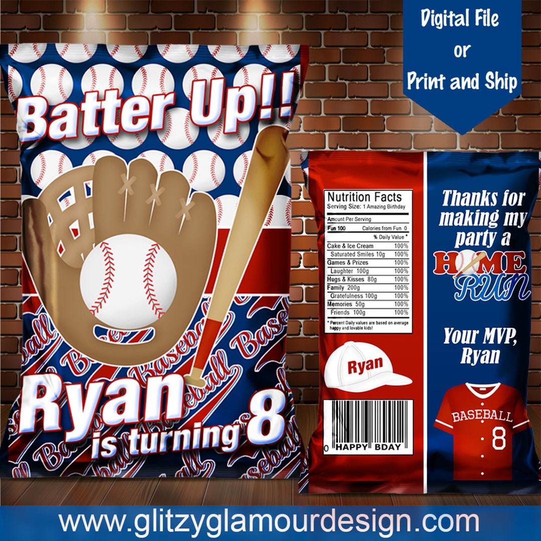 Baseball Chip Bag, Baseball Birthday Favor, Baseball Gender Reveal ...