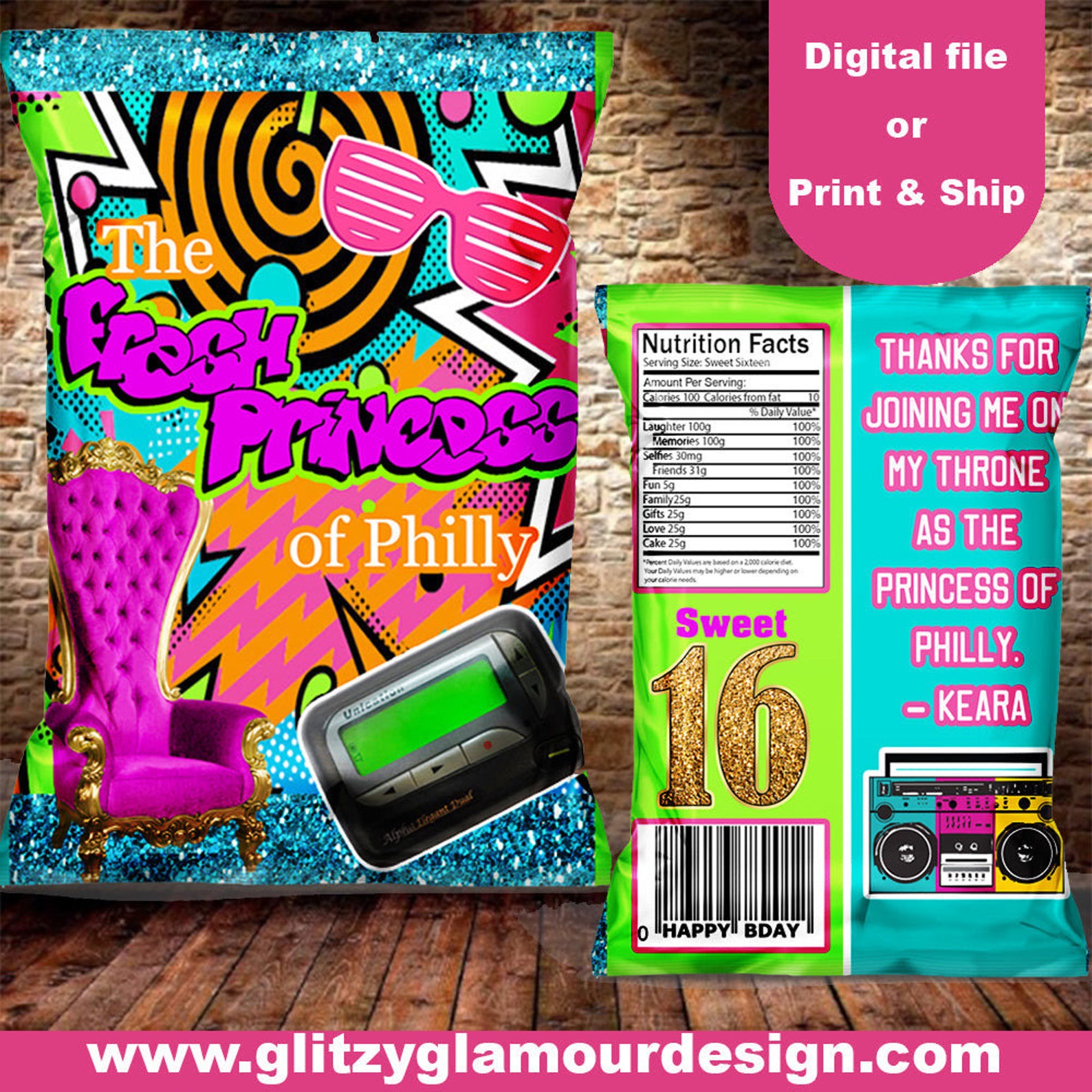 Fresh Princess Chip Bag, Fresh Princess Party Favor, Fresh Princess ...