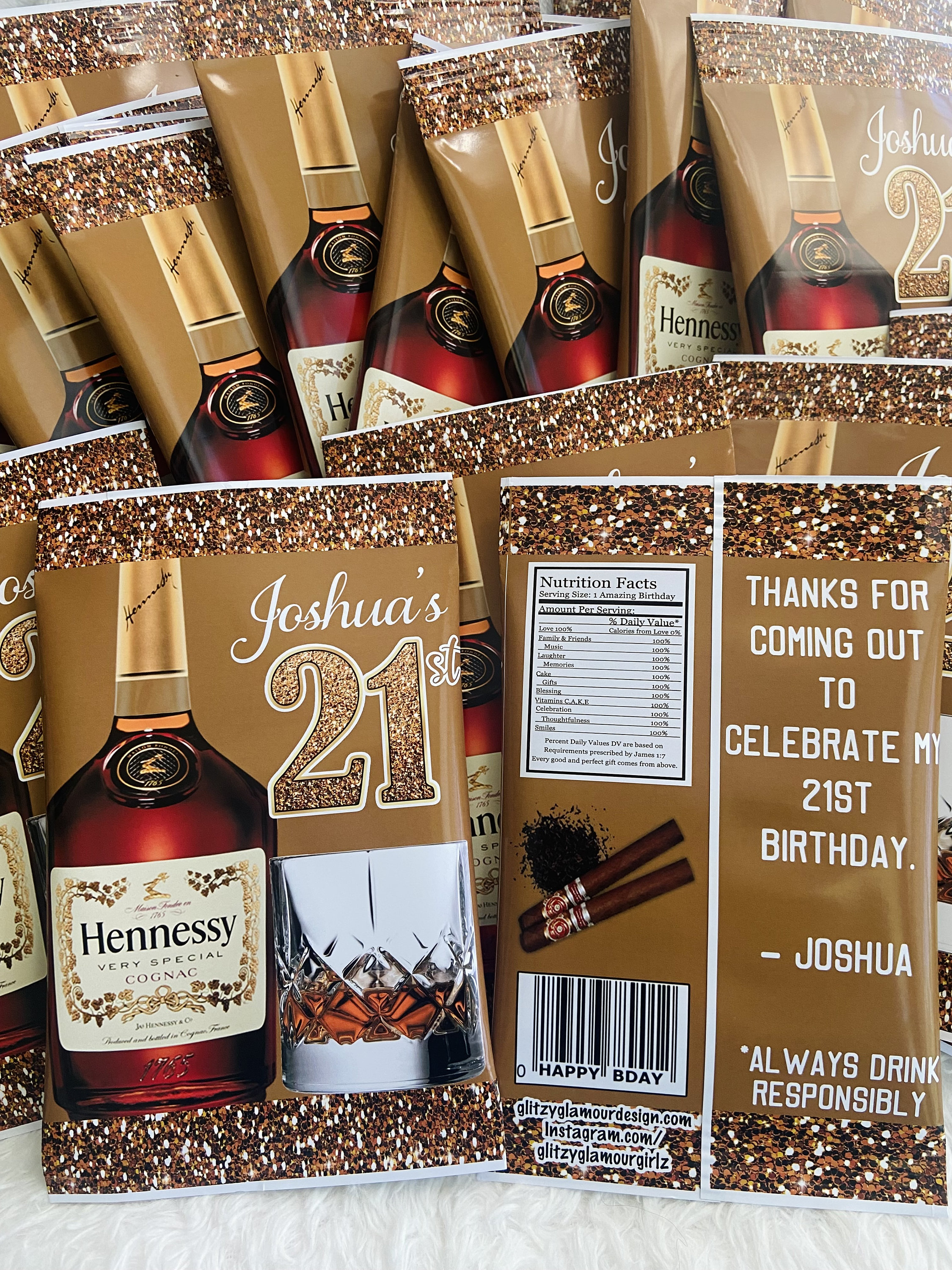 Cognac Chip Bag, Adult Birthday, 50th Birthday, 21st Birthday Favor ...