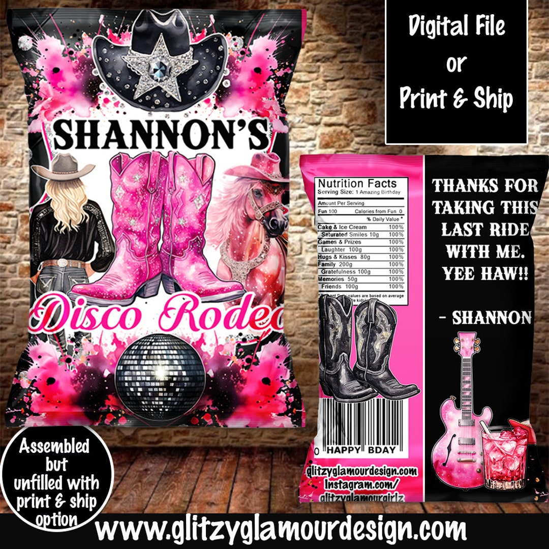 Cowgirl Chip Bag, Disco Cowgirl Party Favor, Rodeo Party Favor, Disco ...