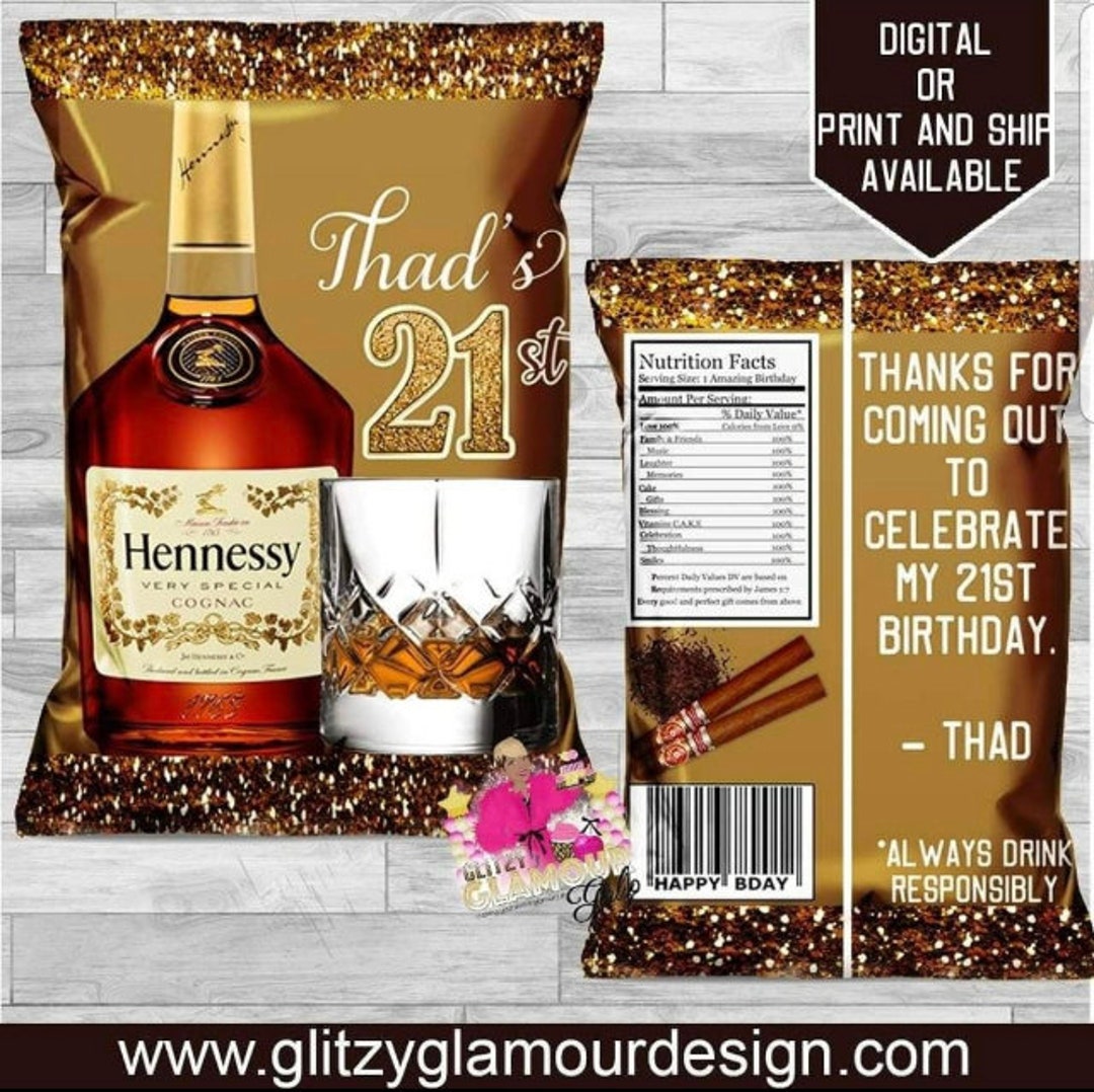Cognac Chip Bag, Adult Birthday, 50th Birthday, 21st Birthday Favor ...