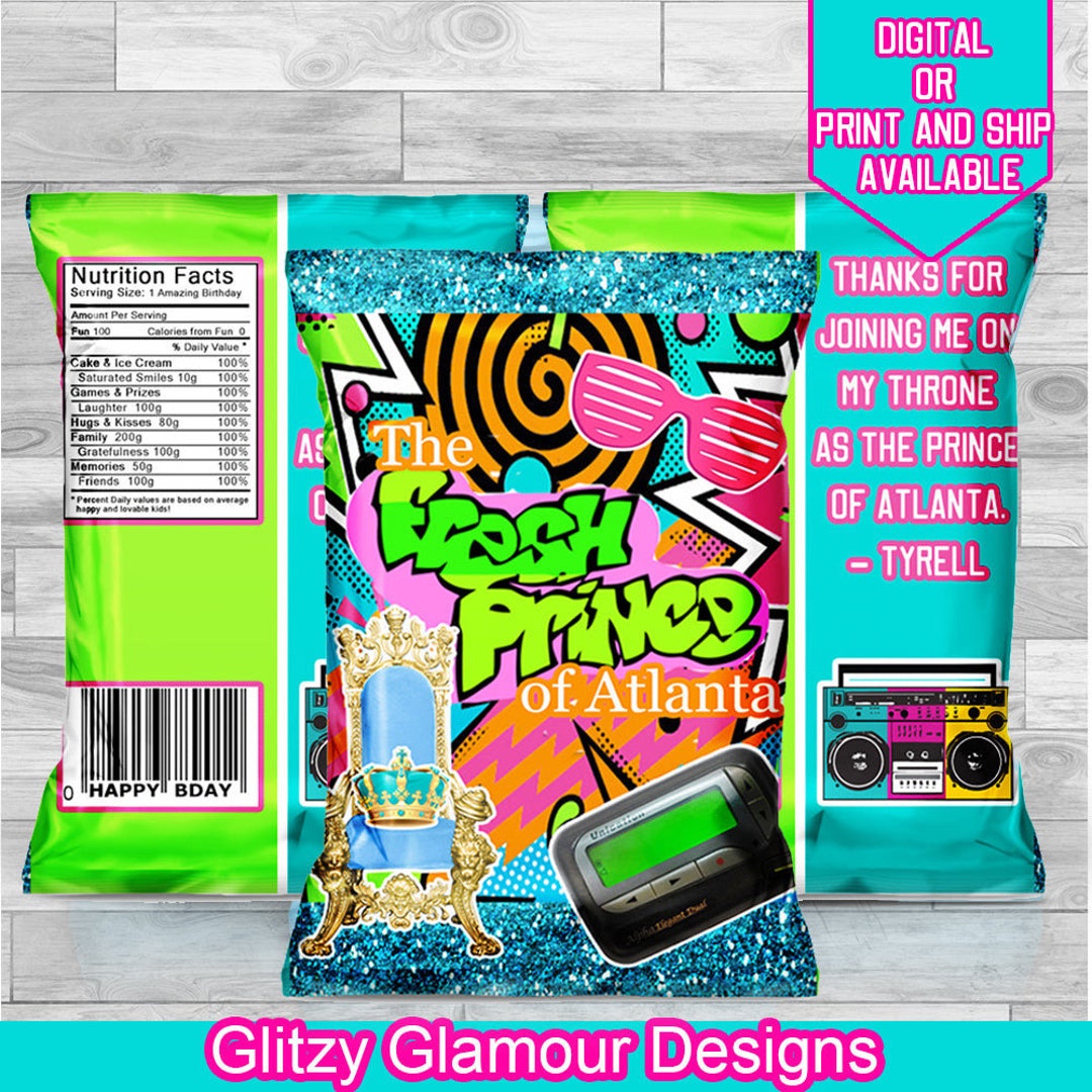 Fresh Prince Chip Bag, Fresh Prince Party Favor, Fresh Prince Party ...