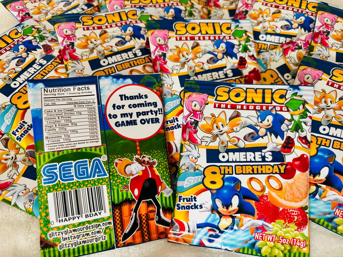 Sonic Fruit Snack, Sonic Party Favor, Sonic Birthday Party, Gamer ...