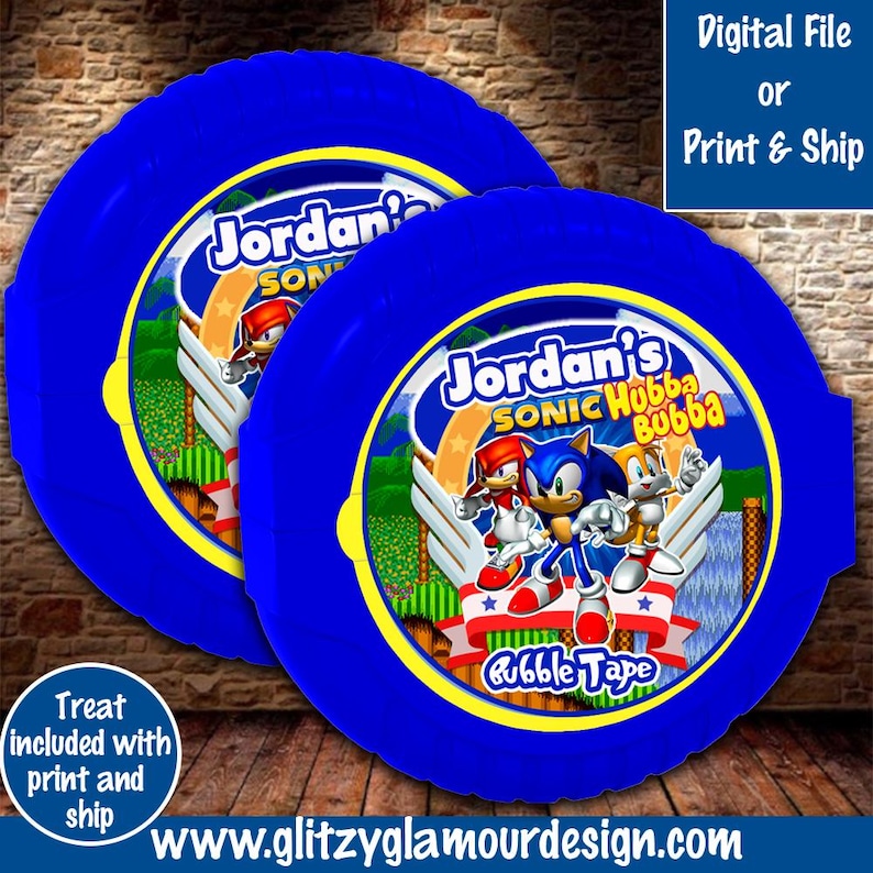 Sonic Bubble Gum, Sonic Party Favor, Sonic Birthday Party, Gamer ...