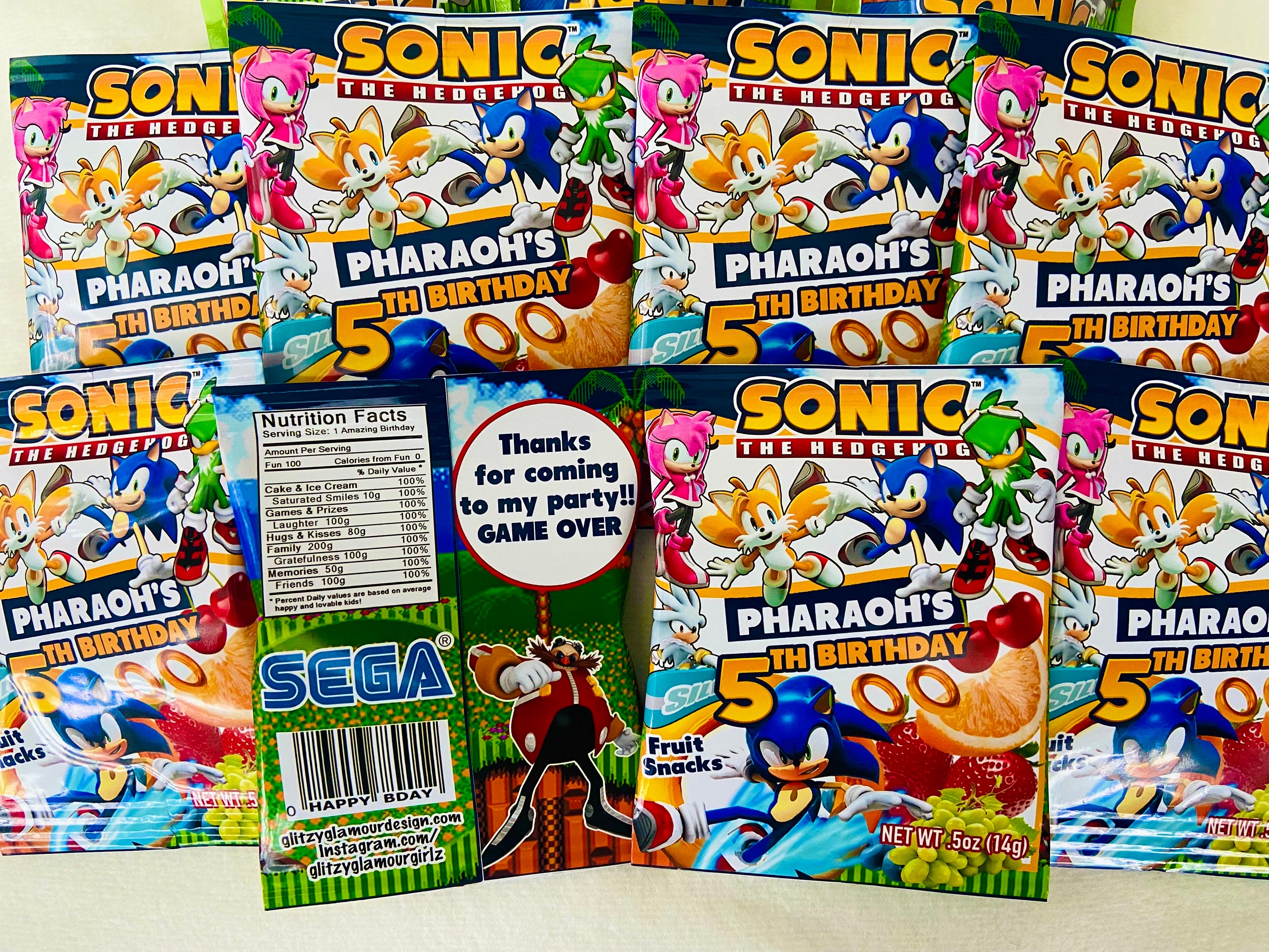 Sonic Fruit Snack, Sonic Party Favor, Sonic Birthday Party, Gamer ...