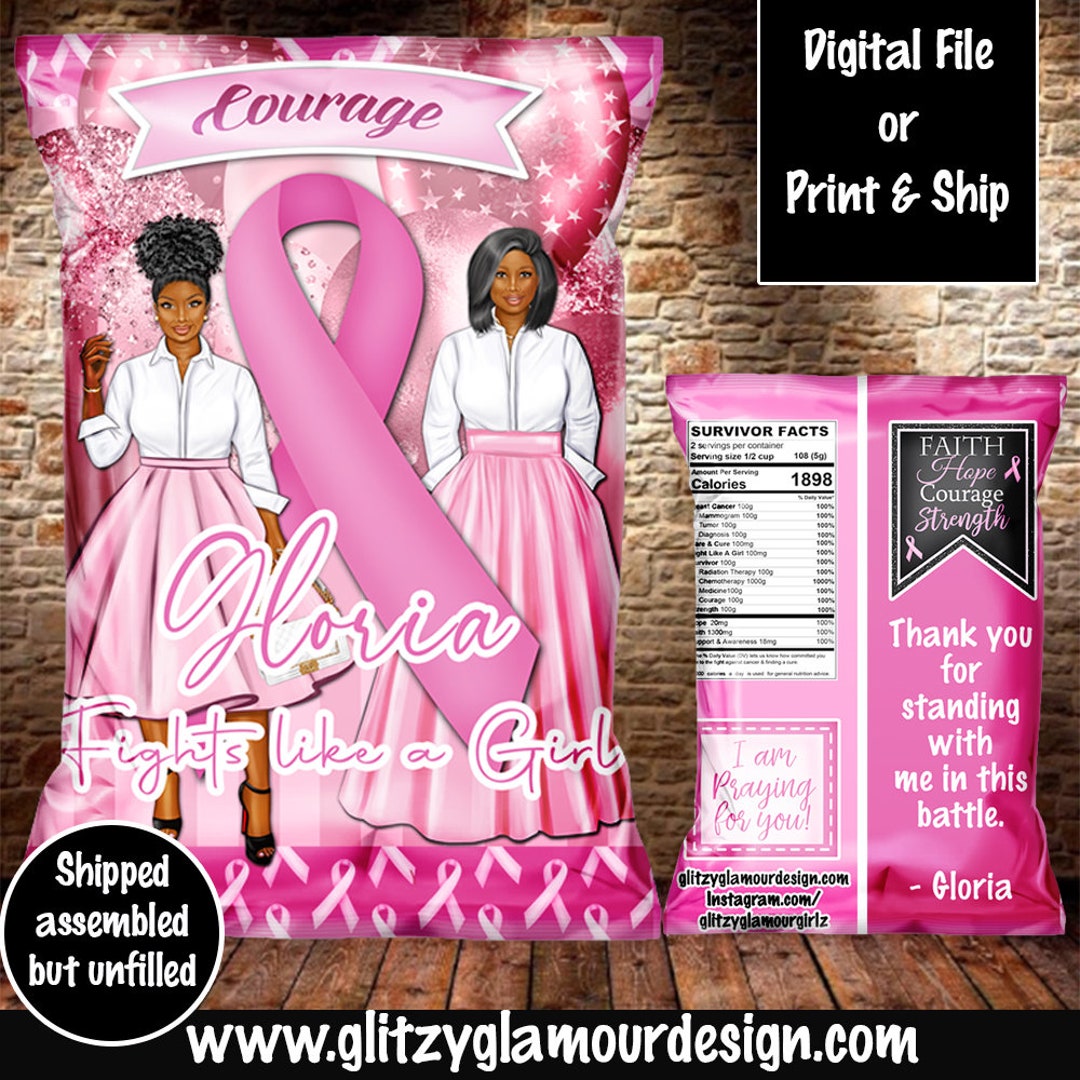 Breast Cancer Awareness Chip Bag, Breast Cancer Favor, Pink Ribbon Favor, Pink Ribbon Chip Bag ...