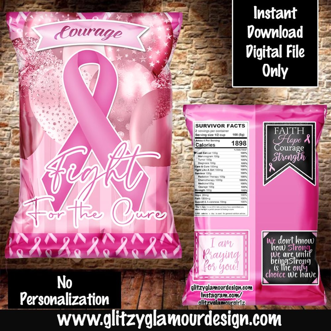 Fight Like a Girl Favor, Breast Cancer Awareness Favor, Pink Ribbon Favor, Breast Cancer Chip ...