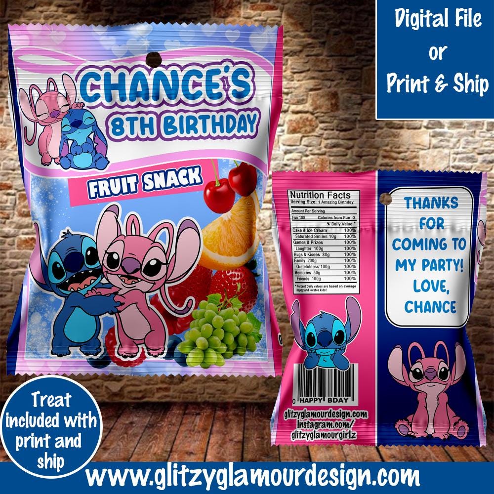Stitch and Angel Fruit Snack, Stitch Party Favor, Stitch Birthday Party ...
