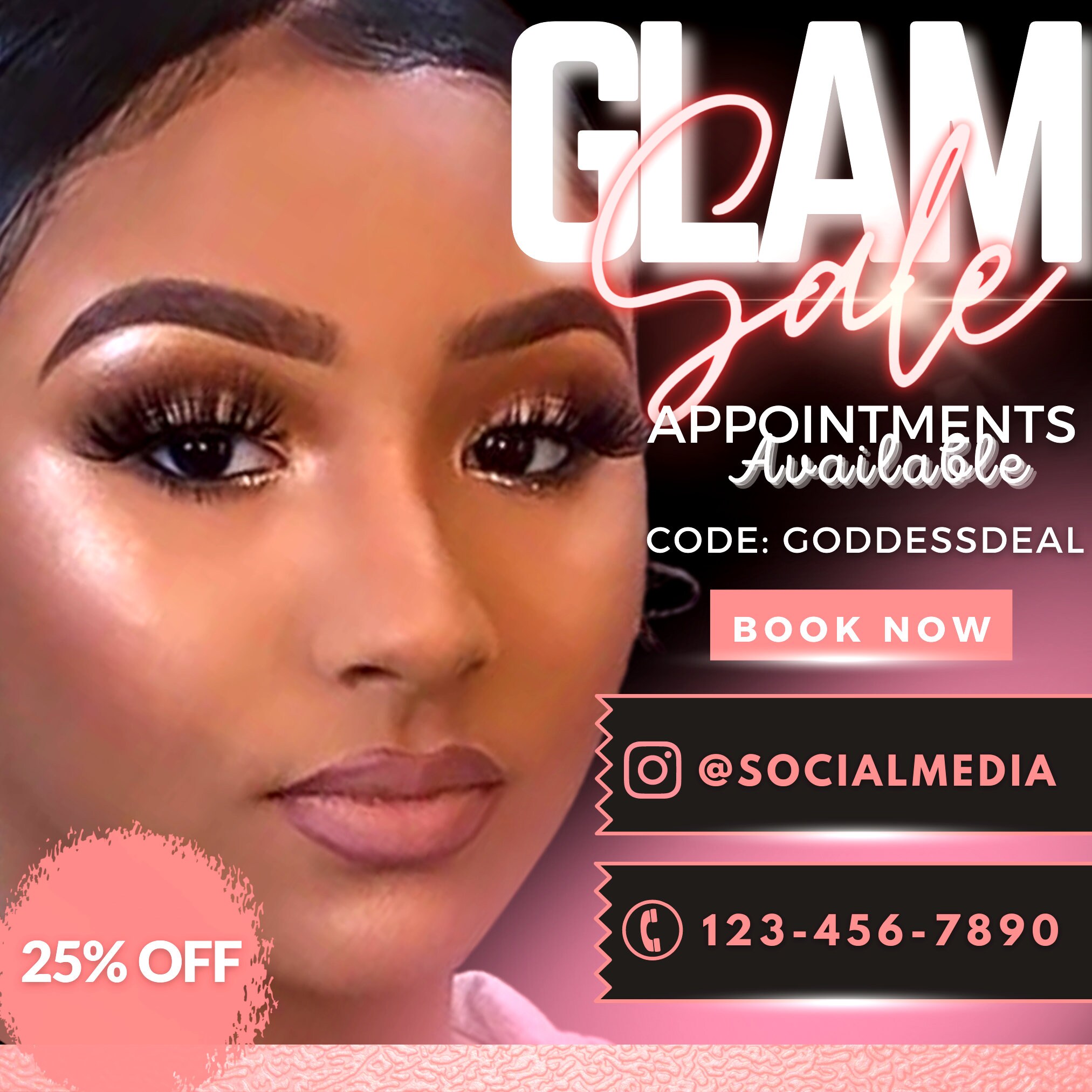 Editable Glam Flyer Template Social Media Template Book Now - Etsy
