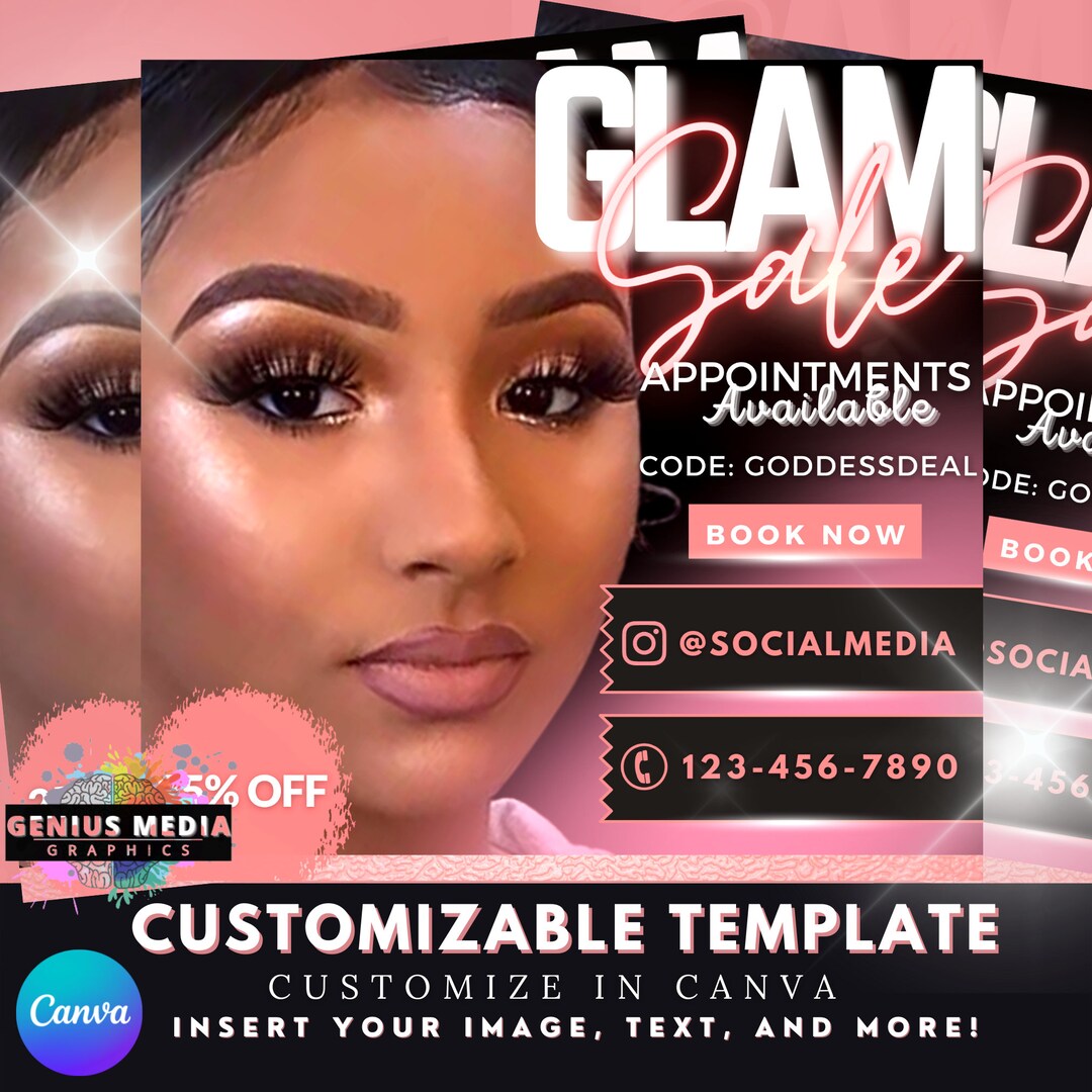 Editable Glam Flyer Template Social Media Template Book Now - Etsy