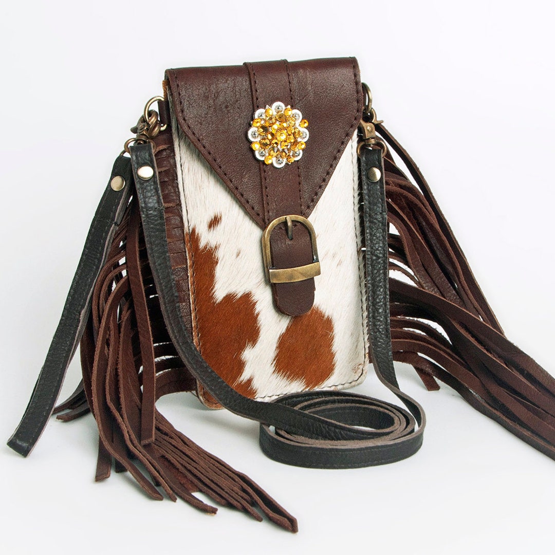 Fringes Handmade Crossbody Genuine Hair-on Leather Gift Cellphone Case ...