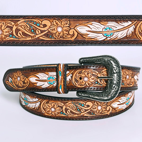 Hand Painted Leather Belt - Etsy