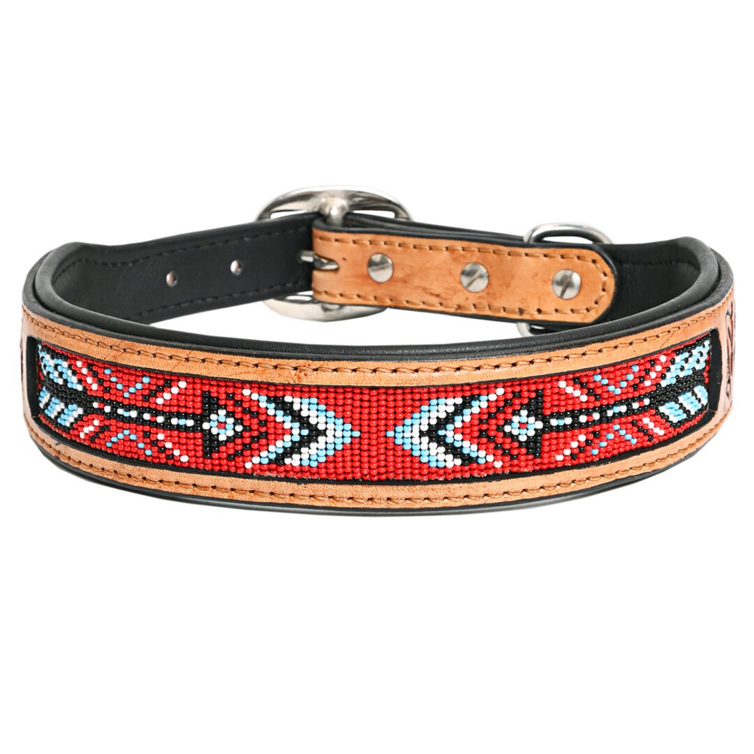 Beautiful Genuine Leather Dog Collar, Girl Dog Collar, Beaded Dog ...