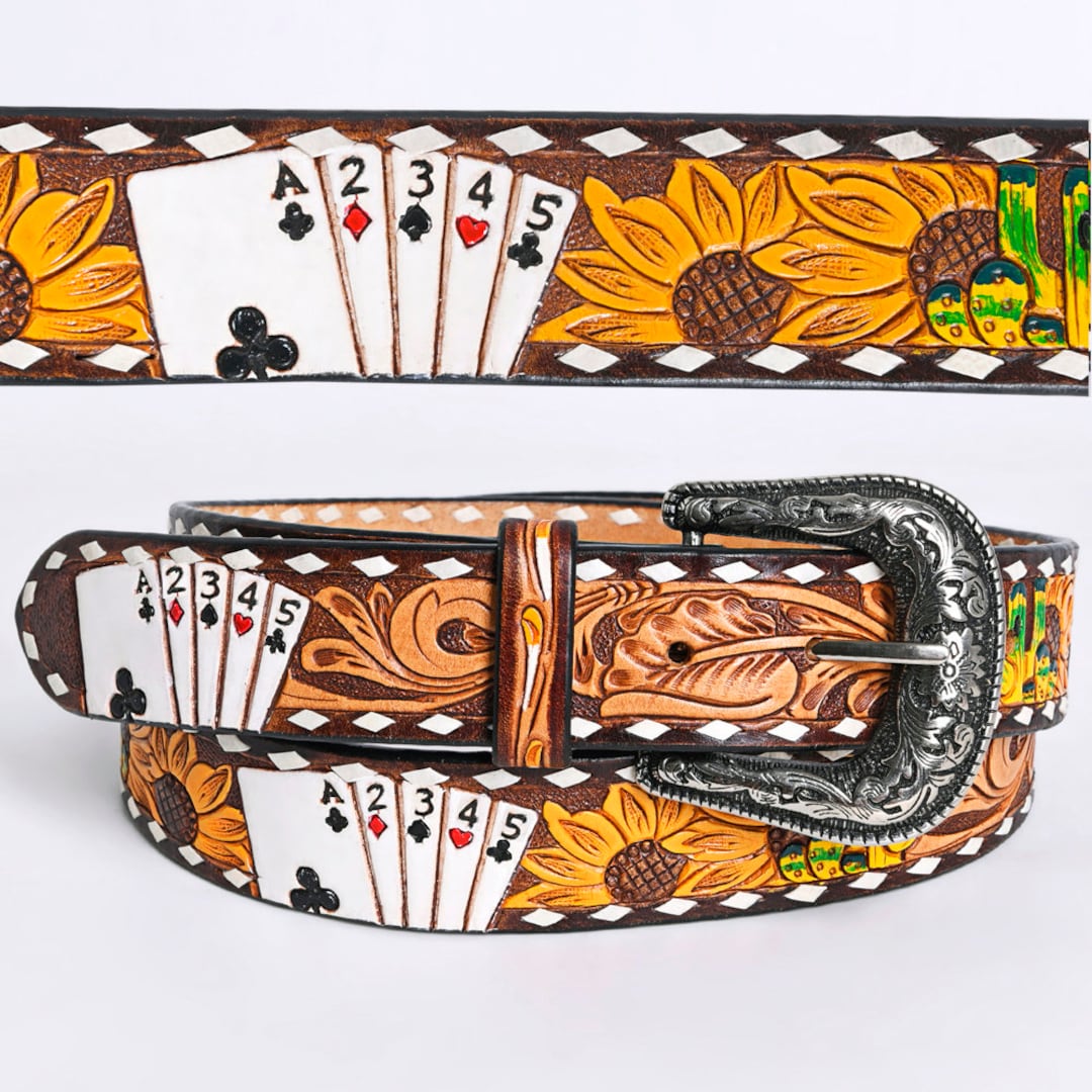Beautiful Western Stylish Genuine Leather Men & Women Belt With Floral ...