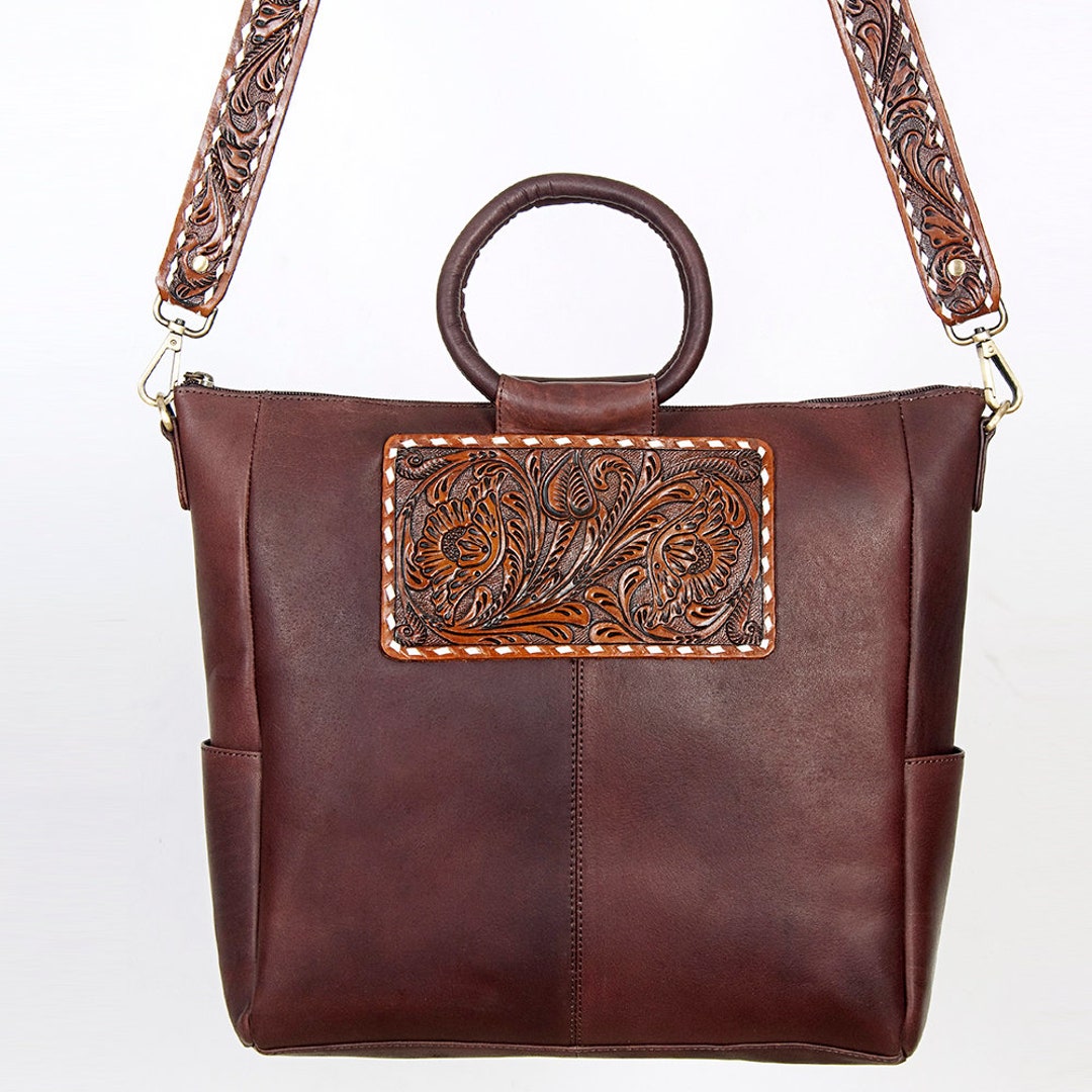 Western Style Ladiesh Genuine Leather Tote Shoulder Bag - Etsy