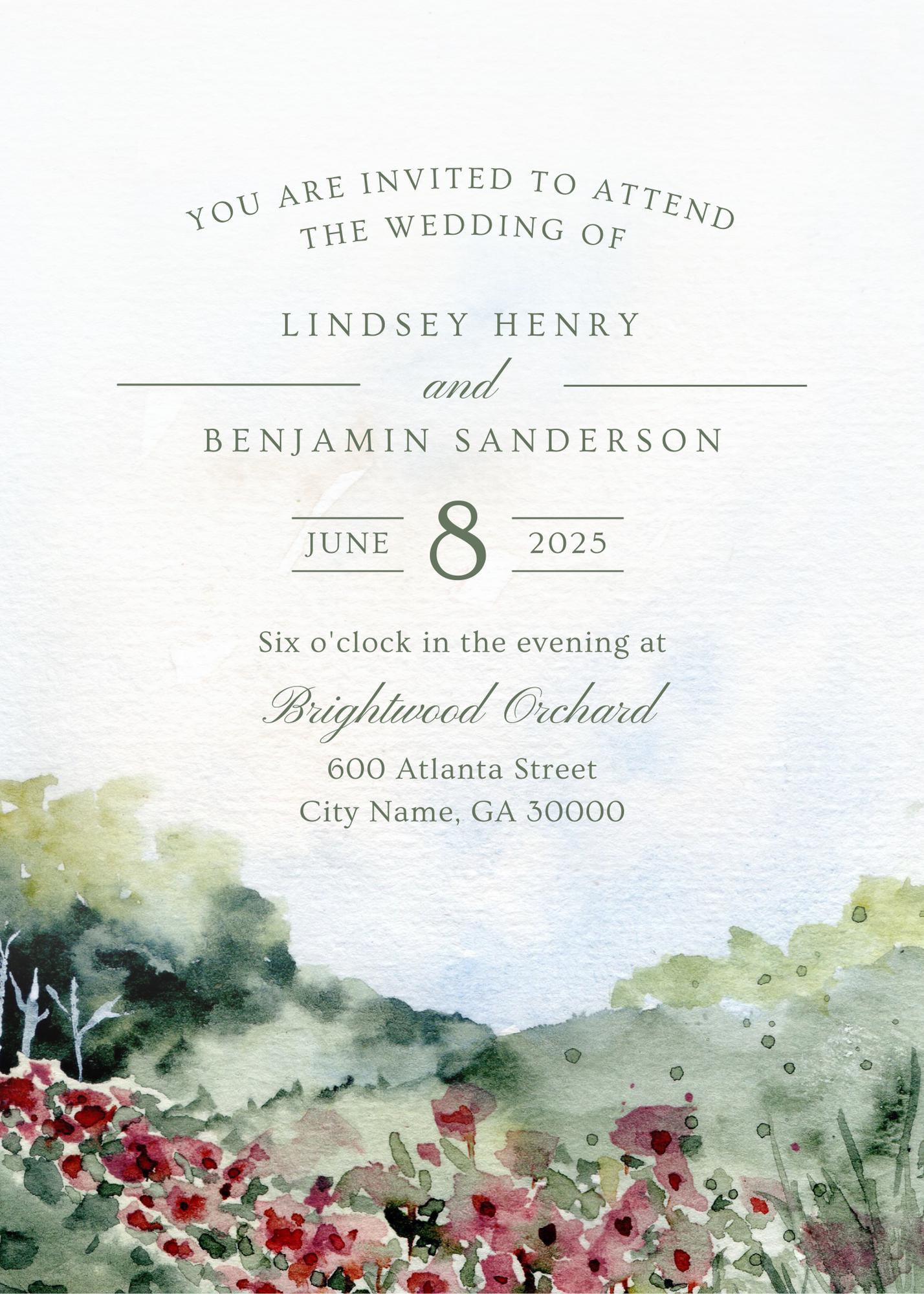 Wedding Invitation | Rustic Cottagecore Countryside Wedding Invitation ...