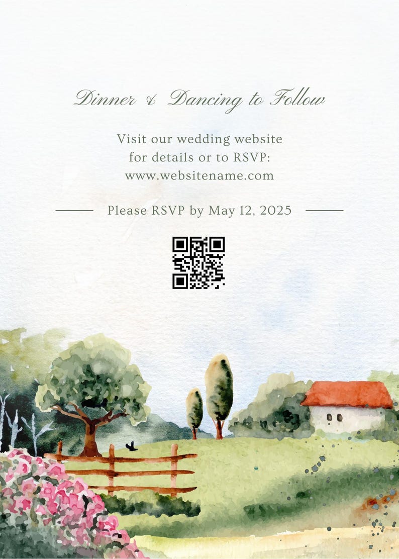 Wedding Invitation | Rustic Cottagecore Countryside Wedding Invitation ...
