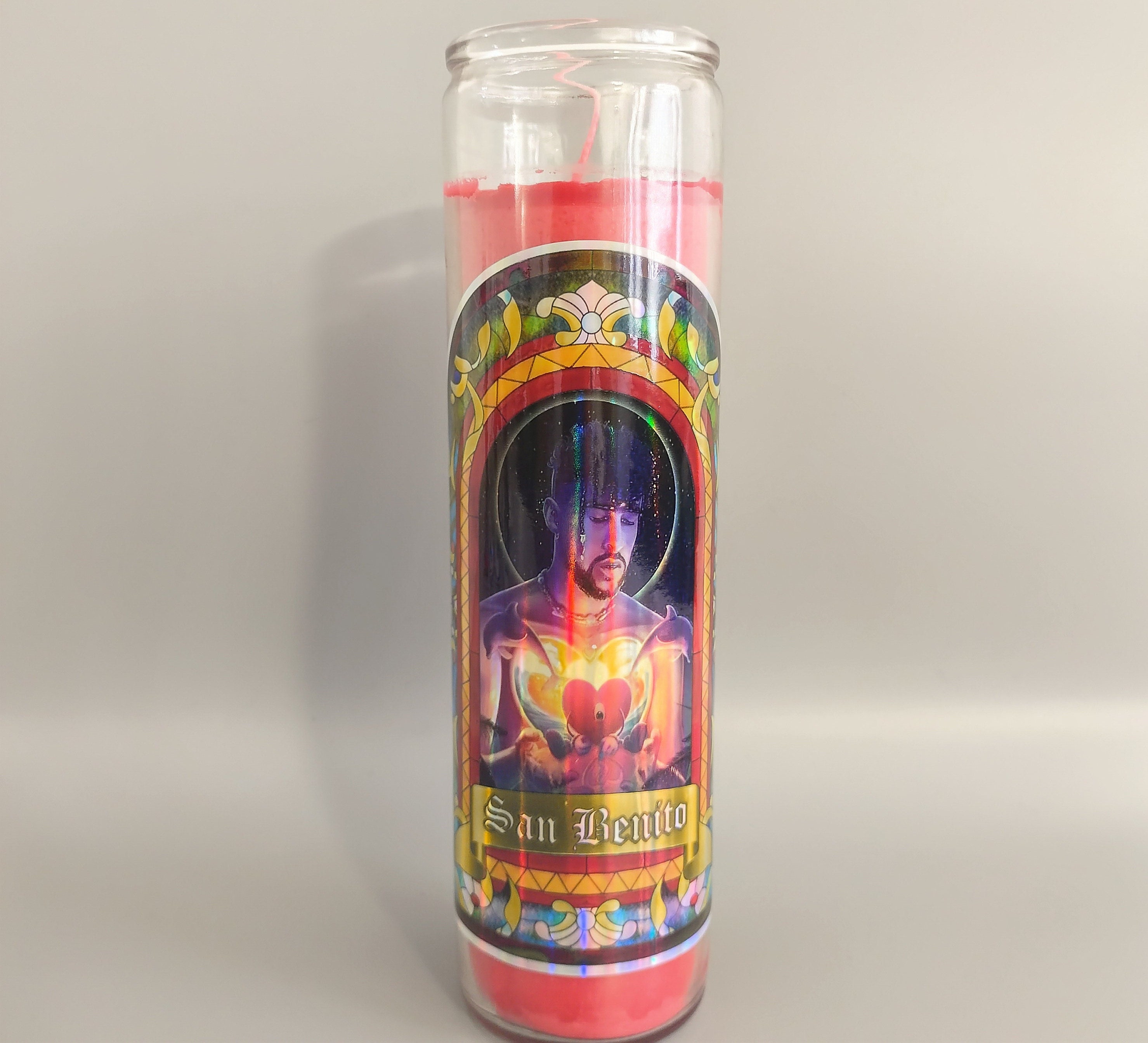 San Benito Prayer Candle Holographic Bad Bunny - Etsy
