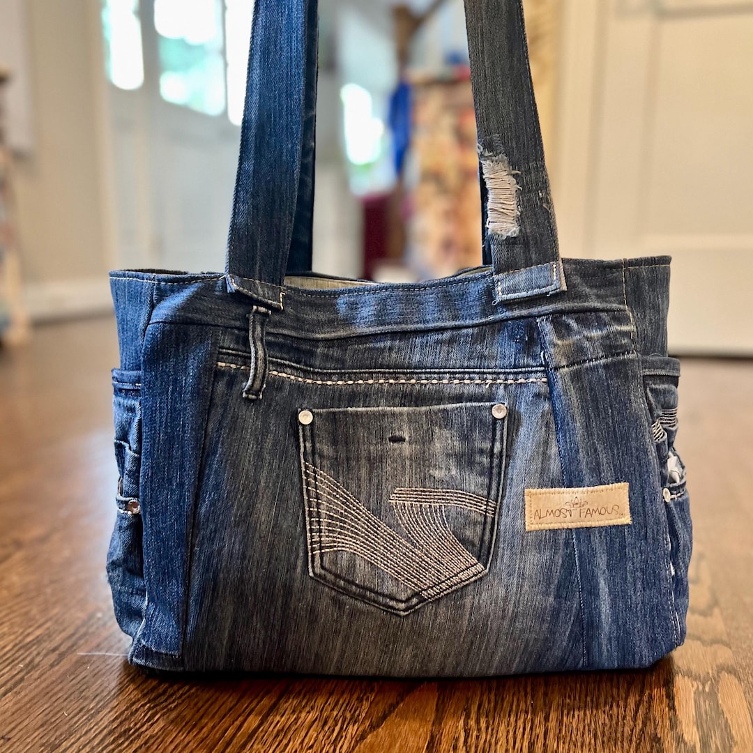 Jean Shopper, Denim Tote Bag, Denim Handbag, Jean Purse, Crossbody Bag ...