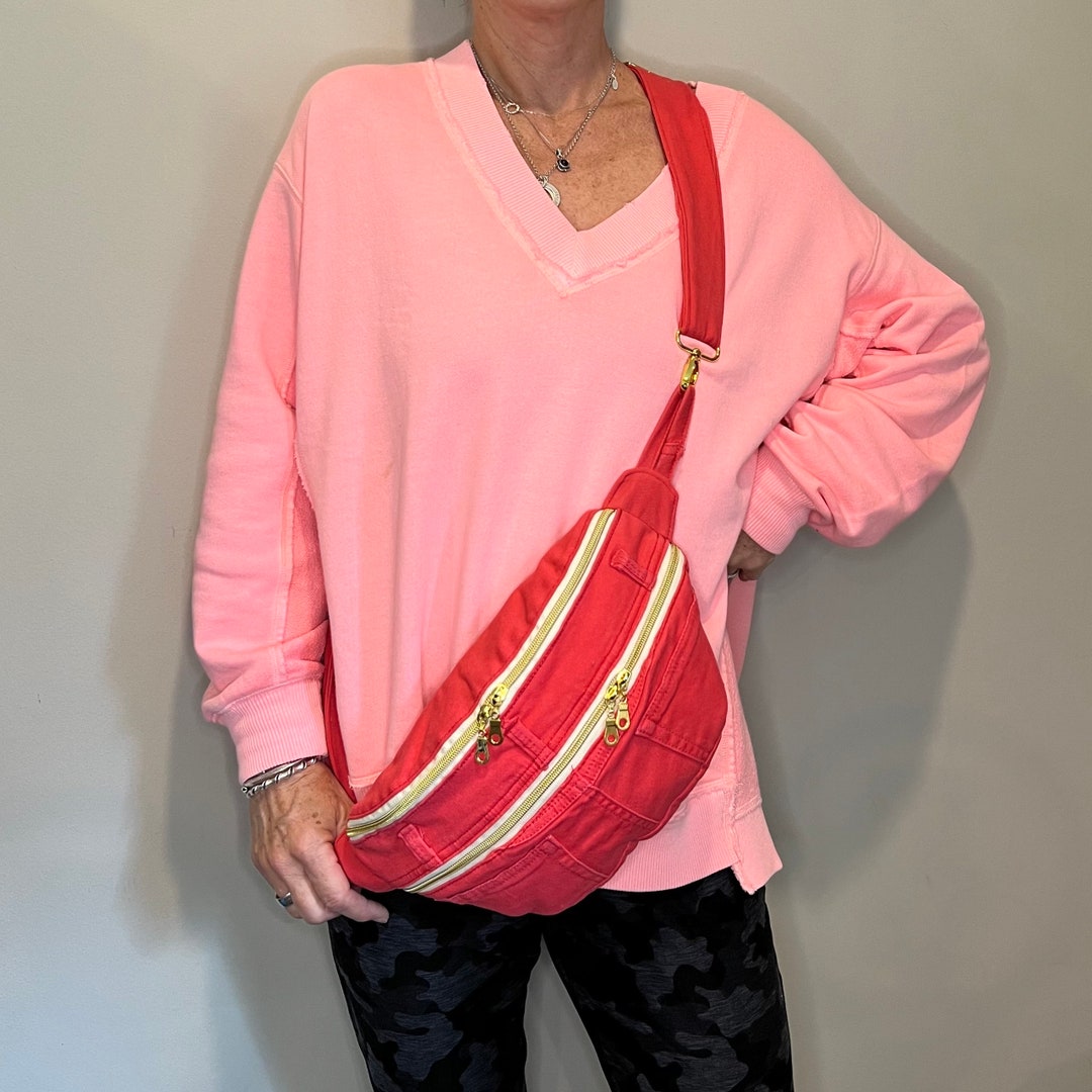 Sling Bag in Spring Orange, 2 Two-way Zipper Pockets, Inside Pocket ...