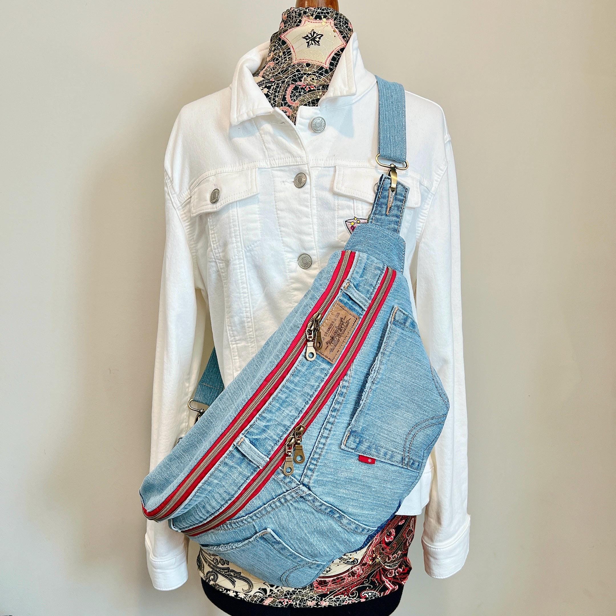 Denim waist bag store