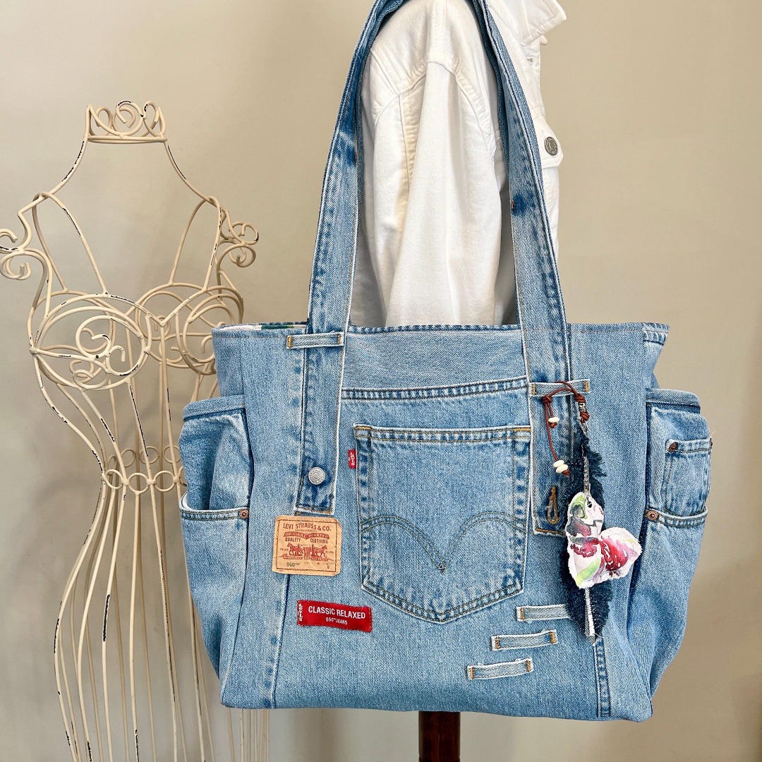 Levis Tote Bag, Jean Shopper, Denim Purse, Jean Tote Bag, Shoulder Bag ...