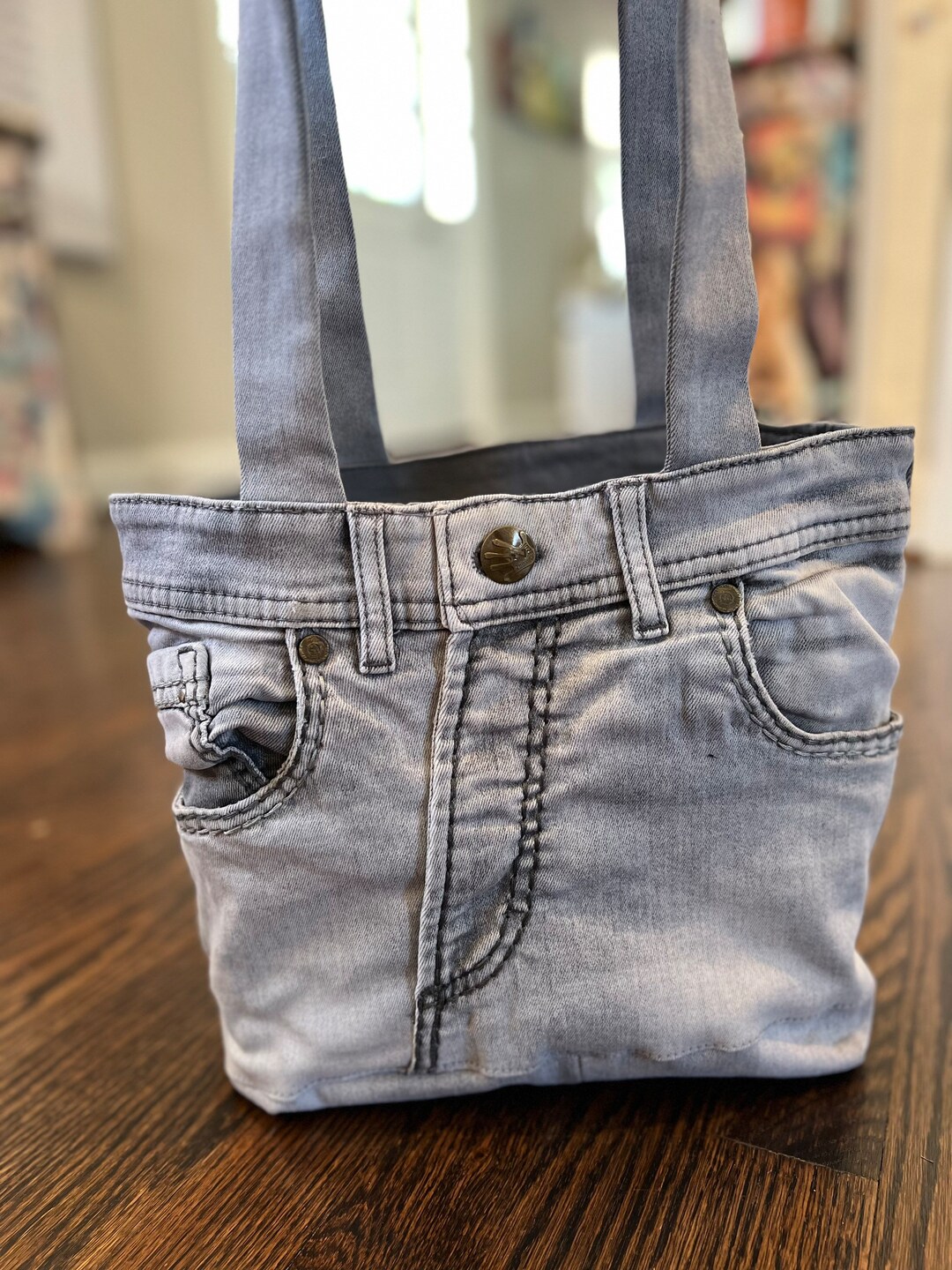 Small Gray Denim Handbag Fully Lined With Many In and - Etsy New Zealand