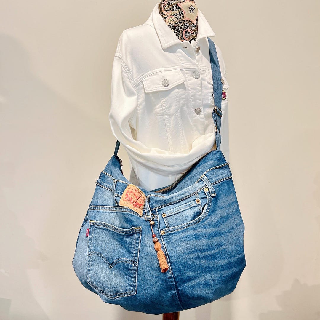 Large Jean Hobo Bag, Levis Crossbody Bag, Jean Purse, Shopper, Shoulder ...